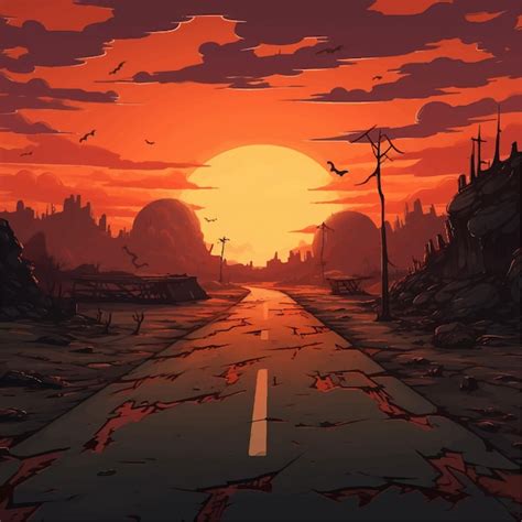 Premium Vector A Sunset Scene With A Road Game Background
