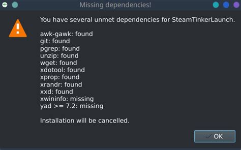Get This Error When I Try To Install Steamtinkerlauncher Cant Install Xwininfo Since I Using