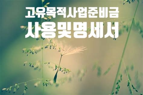 비영리법인의 세무 ① 고유목적사업준비금의 사용중복명세서 네이버 블로그