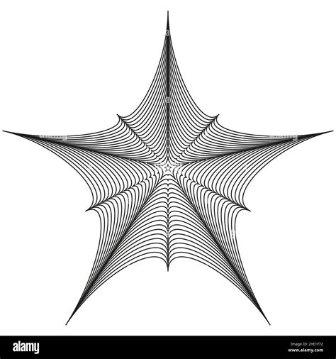 Geometric Star Pattern Concentric Line Design Abstract Black Web Motif Vector Illustration