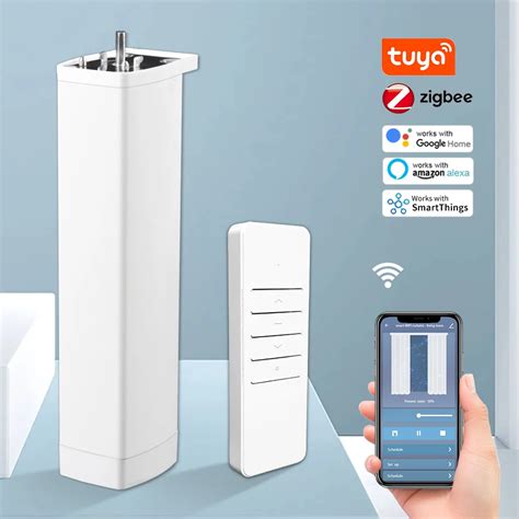 Tuya 스마트 Wi Fi 및 Zigbee 전동 커튼 및 셔터 모터 Rf 리모컨 앱 및 음성 제어 지원 알렉사 구글