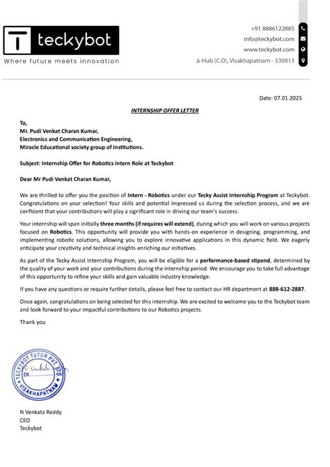 Intern Robotics Innovation Embeddedsystems Electronics Technology Passion Venkat Charan