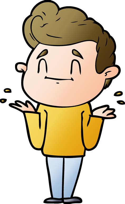 Happy Cartoon Man Shrugging 12443771 Vector Art At Vecteezy