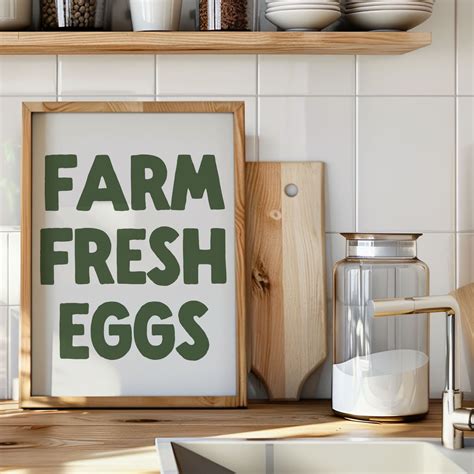 Farm Fresh Eggs Art Print Farmhouse Art Chicken Wall Art Modern