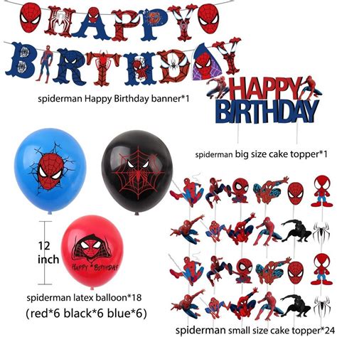 Spiderman Birthday Party Set Backdrop Banner 18 Pcs Balloons 60cm