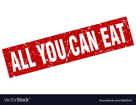 Square Grunge Red All You Can Eat Stamp Royalty Free Vector