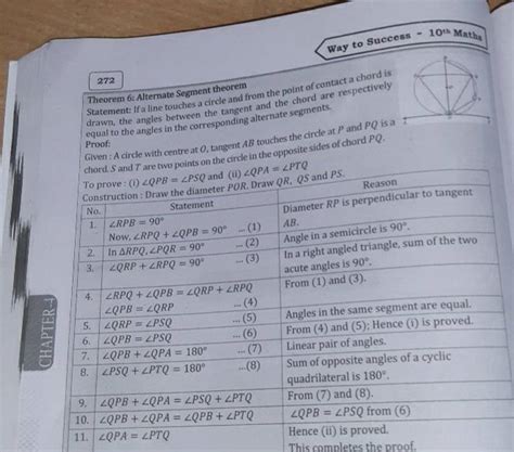 272theorem 6 Alternate Segment Theorem Statement If A Line Touches A C