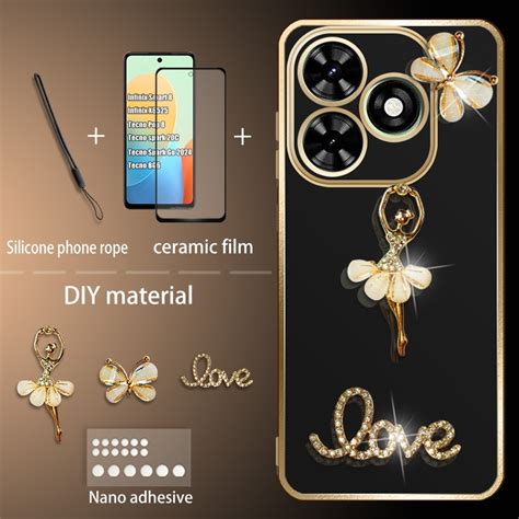 เคสซิลิโคน ลายกลิตเตอร์เพชร พร้อมฟิล์มกันรอยหน้าจอ สําหรับ Infinix