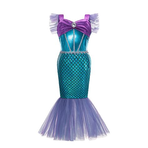Disney vestido de princesa Ariel para niñas disfraz de sirena para