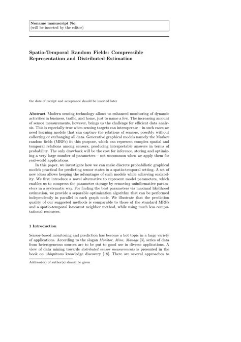 Pdf Spatio Temporal Random Fields Compressible Representation And