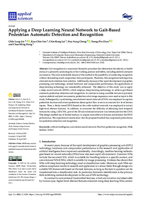 Pdf Applying A Deep Learning Neural Network To Gait Based Pedestrian