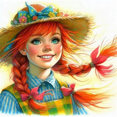 Пеппи Длинныйчулок Акриловое искусство Иллюстрации девушка Искусство