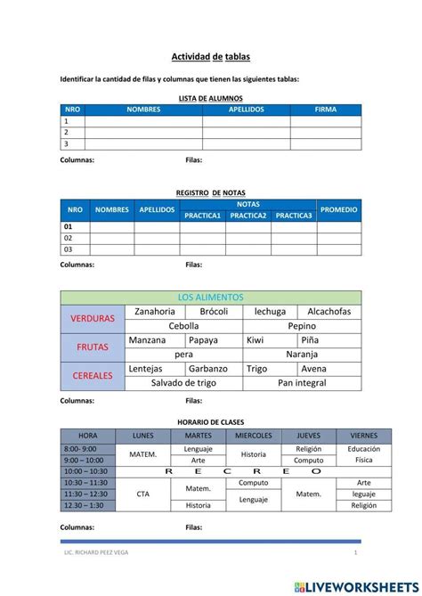 Tablas De Excel Creativas