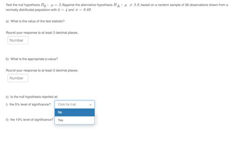 Solved Test The Null Hypothesis Ho Y Against The Chegg