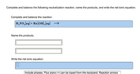 Solved Complete And Balance The Following Neutralization