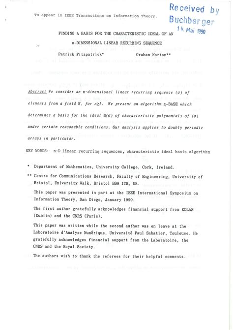 Pdf Finding A Basis For The Characteristic Ideal Of An N Dimensional