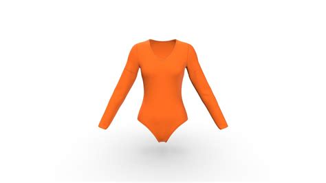 Women Long Sleeve Solid Color Bikini Buy Royalty Free 3d Model By