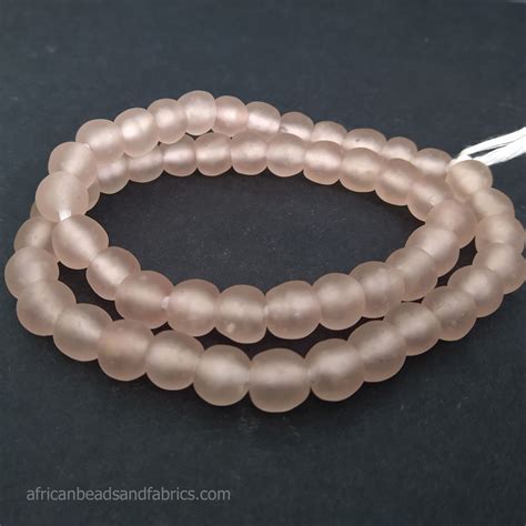 Soft Pink African Recycled Glass Beads 10 11mm Round Handmade African