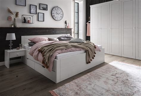 Wit Grenen Bed Met 4 Bedlades Massief Hout