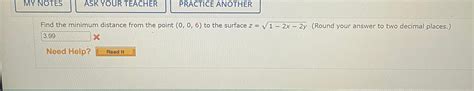 Solved Find The Minimum Distance From The Point To Chegg