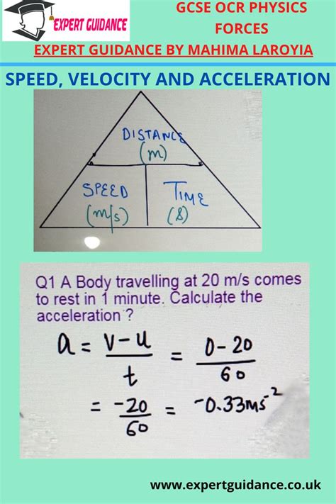Gcse Ocr Physics Forces Speed Velocity And Acceleration Complete Revision Summary Notes Video And Qu