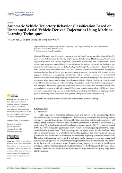 PDF Automatic Vehicle Trajectory Behavior Classification Based On