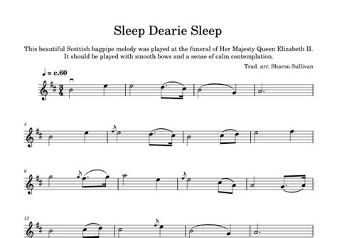 Sleep Dearie Sleep Easy Violin Arr Sharon Sullivan By Traditional