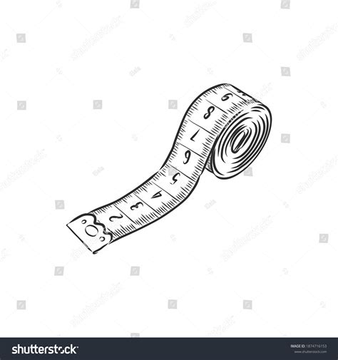 Hand Drawn Sketch Illustration Measuring Tape Stock Vector Royalty Free
