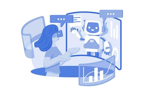 Woman Communicating With A Virtual Chatbot 36058502 Vector Art At Vecteezy