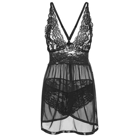 Sexy Nightgowns Sleepshirts Sleepwear Women Night Dress Lace Embroidery