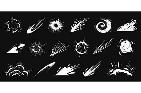 Cartoon Energy Explosion Cloudy Ring Explosions Comic Style Fog And