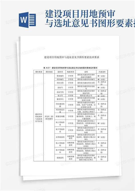 建设项目用地预审与选址意见书图形要素技术Word模板下载 编号qjwjwjxn 熊猫办公