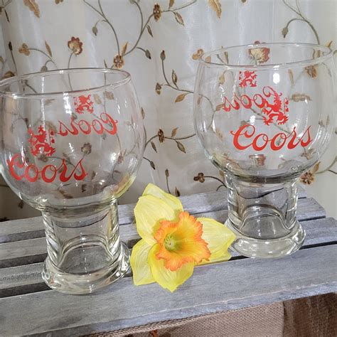 Vintage 28 Ounce Coors Beer Pedestal Glasses Heavy Retro 1970s Barware Lot Of 2 Etsy