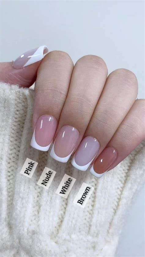 Нюдовый маникюр френч в 2024 г Ногти телесного цвета Искусство маникюра Кэжуал ногти