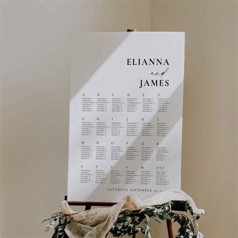 Alphabet Order Wedding Seating Chart Etsy