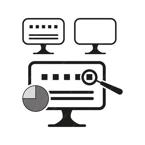Premium Vector Data Analysis On Monitors Search Magnifying Glass Icon
