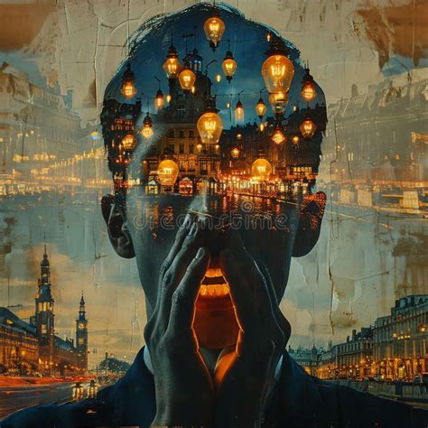 The Scream Lost A Man With His Hands On His Face And A Cityscape Stock Illustration