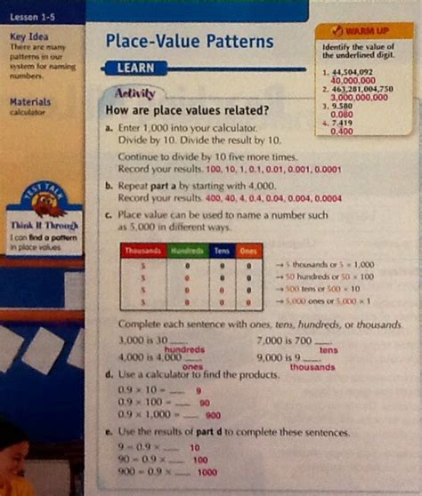 Lesson 1 5 Place Value Patterns Mr Sullivans Fifth Grade