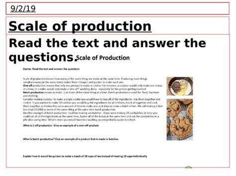 Scale Of Production Batch Production Mass Production Teaching Resources