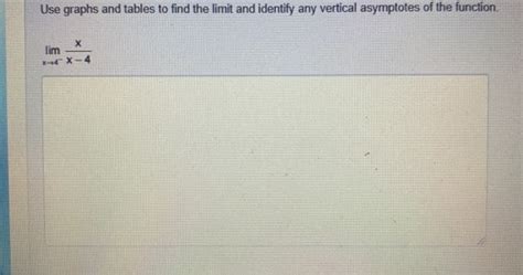Solved Use Graphs And Tables To Find The Limit And Identify