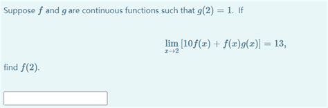 Solved Suppose F And G Are Continuous Functions Such That