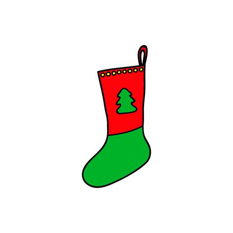 Doodle Christmas Sock 22586748 Vector Art At Vecteezy