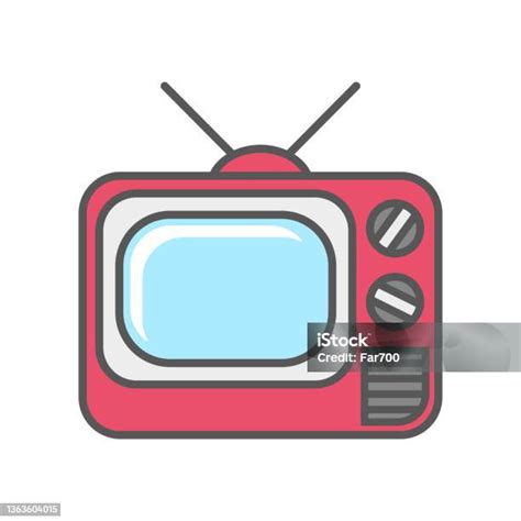 Tv 아이콘입니다 컬러 만화 윤곽 실루엣 전면 보기입니다 벡터 플랫 그래픽 일러스트레이션 흰색 배경에 격리된 개체입니다 격리 0
