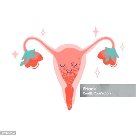 생리 기간 또는 월경 귀여운 질 또는 웃는 얼굴 벡터 삽화가 있는 자궁 질에 대한 스톡 벡터 아트 및 기타 이미지 질