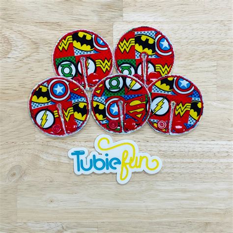 Chait Button Pad Covers Super Hero Symbols Tubie Fun