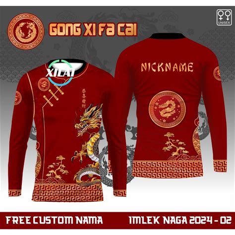 Baju Imlek Shio Naga Jersey Imlek Cheongsam Changsan Kaos Imlek Naga