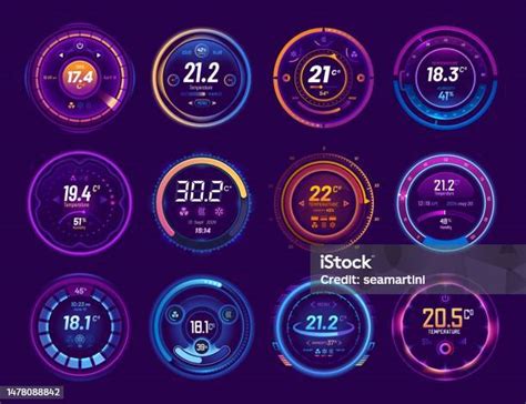 Ikon Termostat Dial Kontrol Termometer Pintar Ilustrasi Stok Unduh