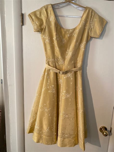 Vintage 1950s Party Dress Red Satin And Lace Rhinesto Gem