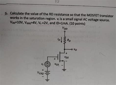 Solved 5 Calculate The Value Of The RD Resistance So That Chegg Com