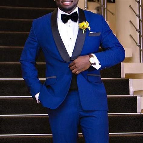 Royal Blue Wedding Groom Tuxedos 2018 Black Shawl Lapel Two Piece One
